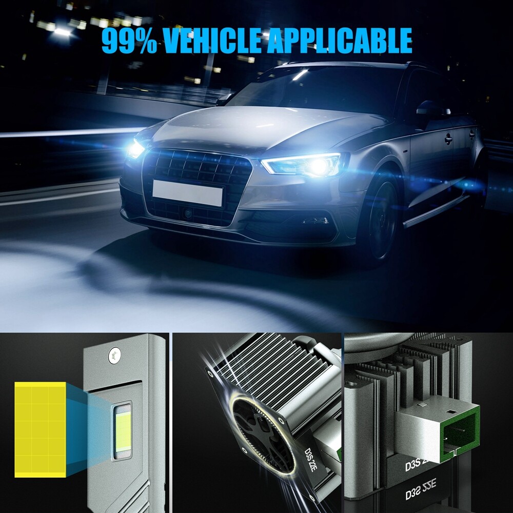 For VW GOLF MK7 R >D Bi D3S 105W LED Headlight Bulbs Qty2 White Xenon ...