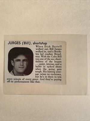 Billy Jurges Slick Castleman New York Giants 1939 Baseball WW MLB Panel ...