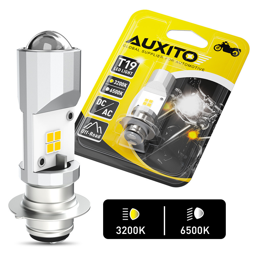 T19 P15D LED Bulb Motorcycle Bulbs High/Low Beam 3200K Amber 6500K ...