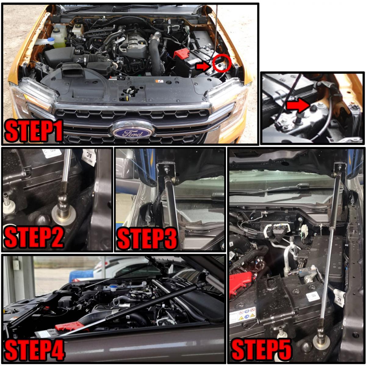 Hood Shock FRONT Bonnet Gas Struts For Ford Ranger Everest NEXT GEN ...