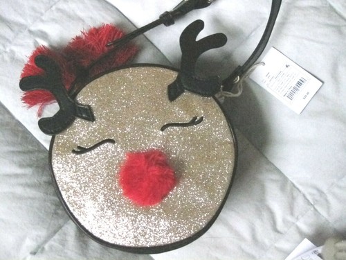 Mad Love Rudolph The Red Nose Reindeer Glitter Crossbody Purse Bag ...