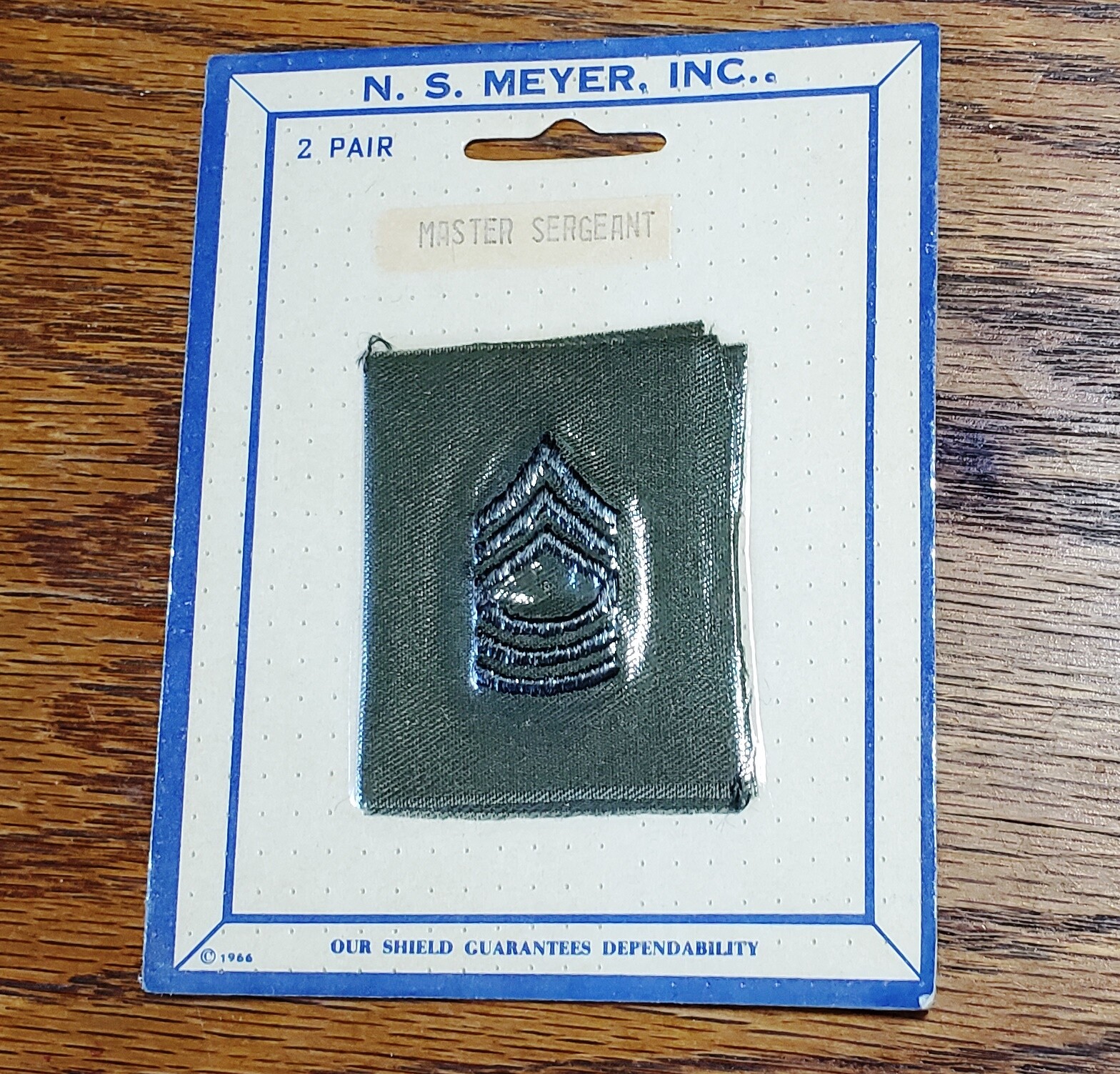 Master Sergeant MSG E-8 OD Green/Black Rank Patch Vietnam War US ARMY # ...