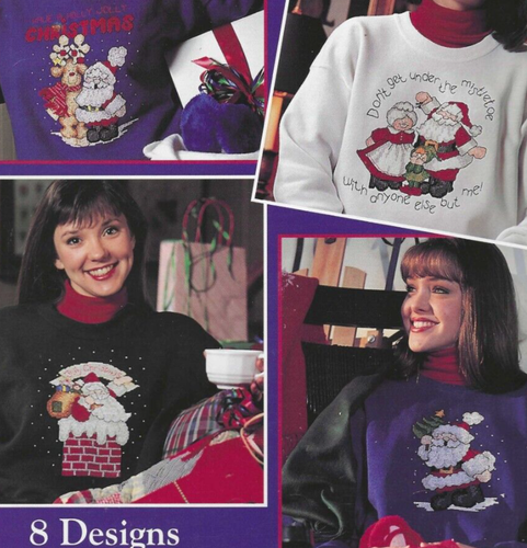 PAT OLSON'S JOLLY CHRISTMAS--8 Designs--Santa-Deer--Counted Cross ...