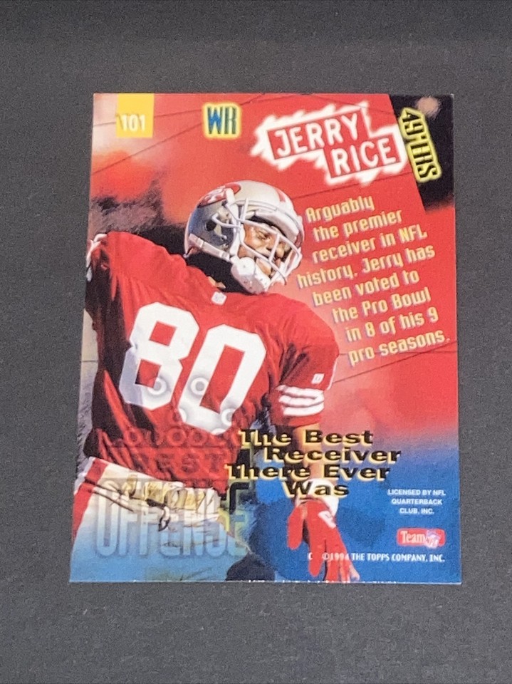 1994 Topps Stadium Club #101 Jerry Rice San Francisco 49ers Football ...