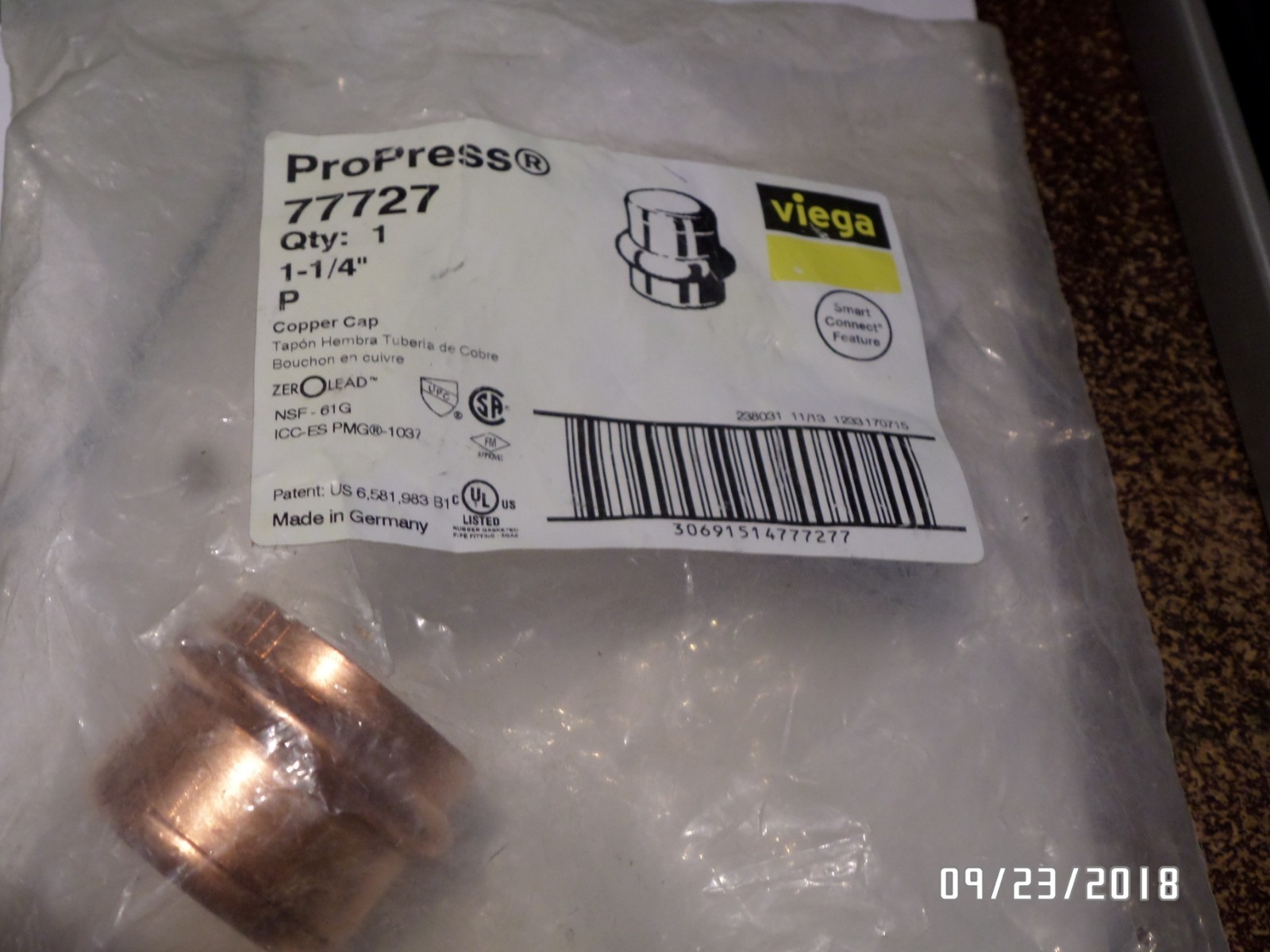 Viega ProPress cap, 1-1/4" VIEGA 77727 | eBay