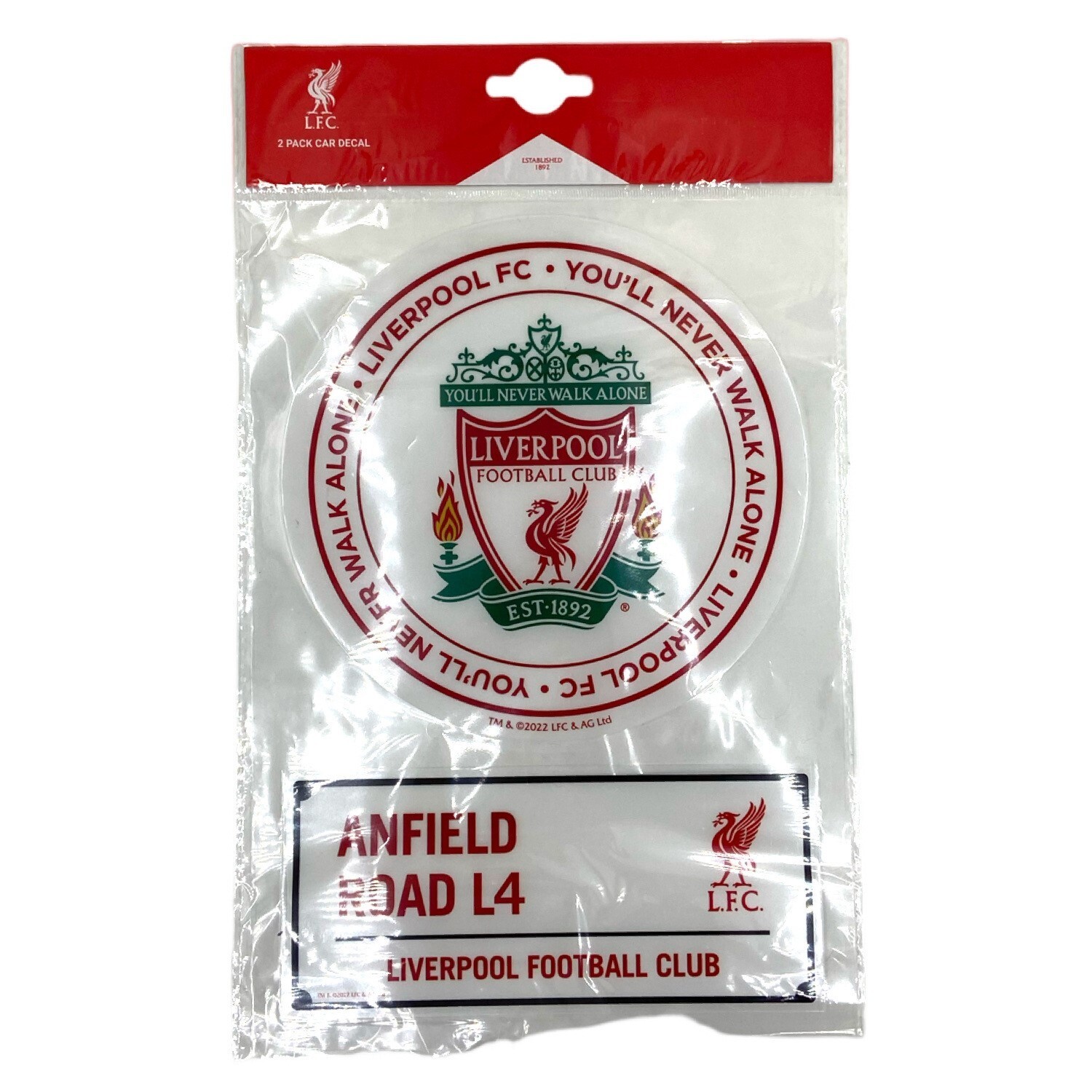Liverpool FC Official 2 Pack Car Sticker Set Crest Anfield Road YNWA ...