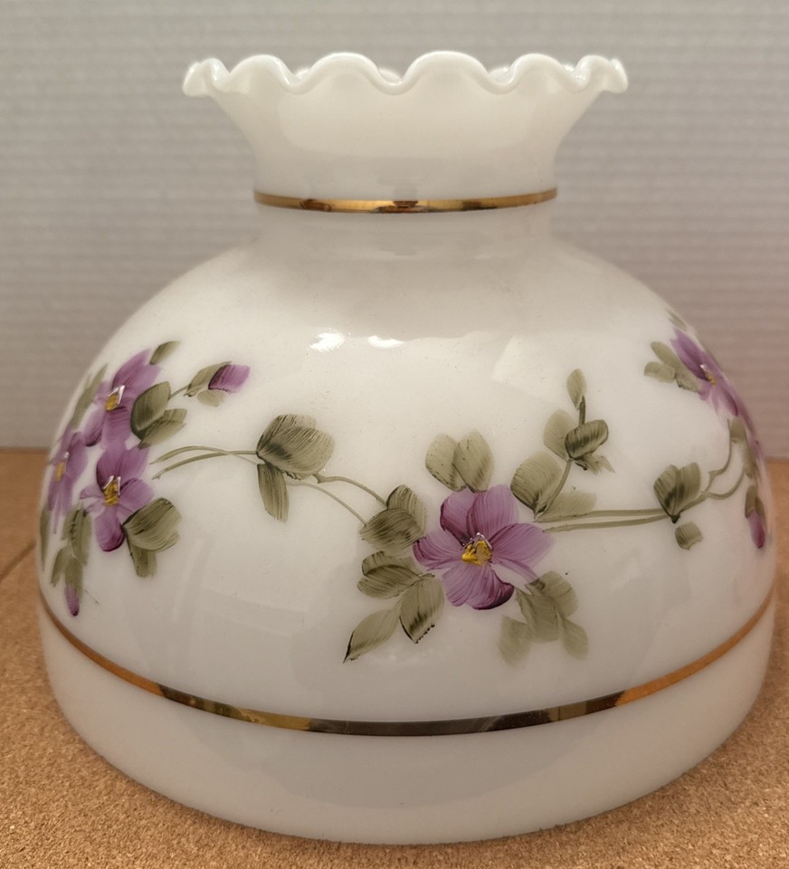 White Milk Glass Round White 10 Inch Fitter Lamp Shade Flowers | eBay