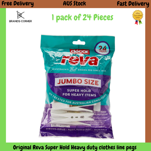 Original Reva Super Hold Heavy duty clothes line pegs - 1 pack of 24 ...