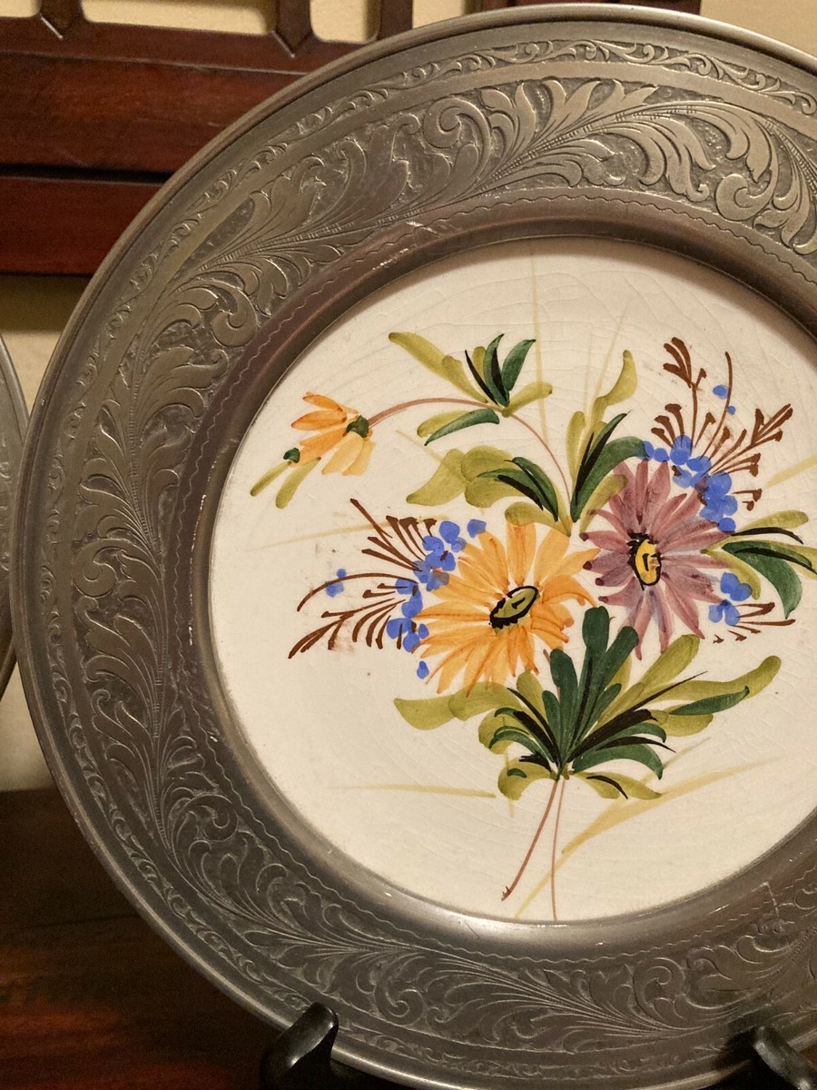 discount purchase price Vintage Gorgeous Pewter Rim w/Floral Signed ...