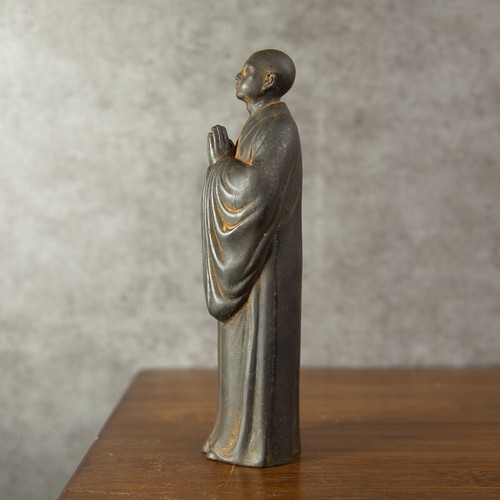 7.5" Iron Rust Cast Standing Monk Statue Meditation Buddhism Zen ...
