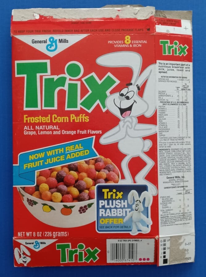 Caja De Cereales Trix 2004 General Mills PEZ 2002 Cereal Boxes Trix
