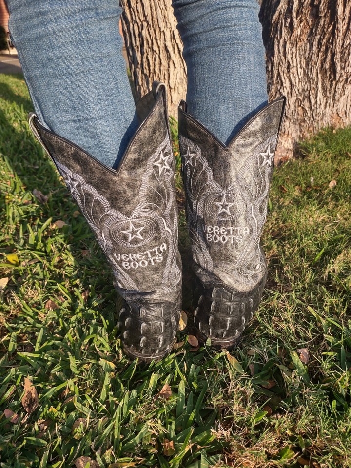 Verretta Boots Black Alligator Size 8.5 Womens | eBay