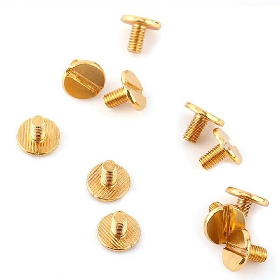 6 Sets 9 Mm Golden Brass Rivet Studs Rivets Screw Back Round Head Ring ...
