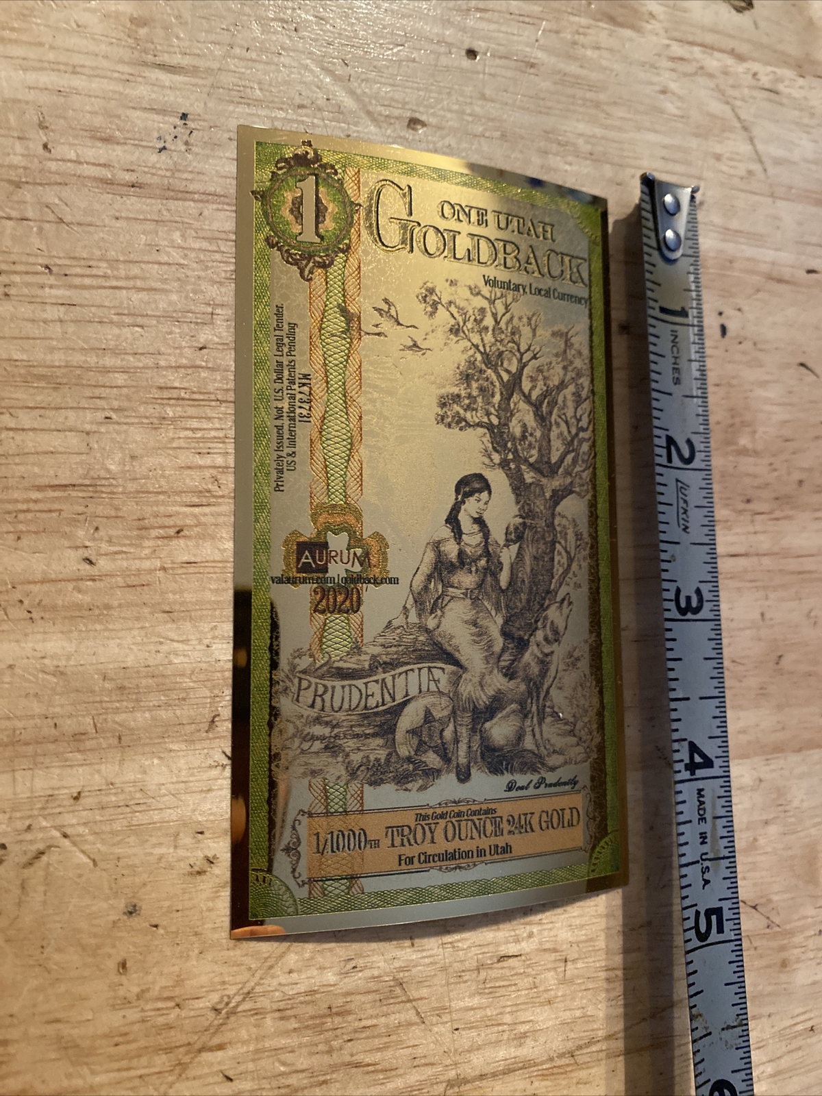 Utah Goldback 1/1000th Gold Troy Ounce 24K Currency Private Issue .999 ...