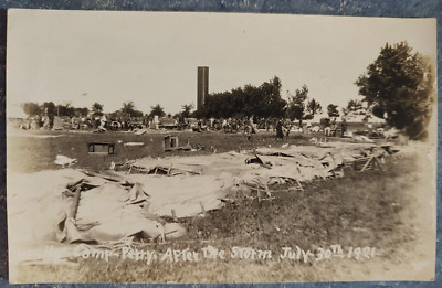 1921 RP POSTCARD CAMP PERRY OH OHIO AFTER THE STORM DISASTER AFTERMATH ...