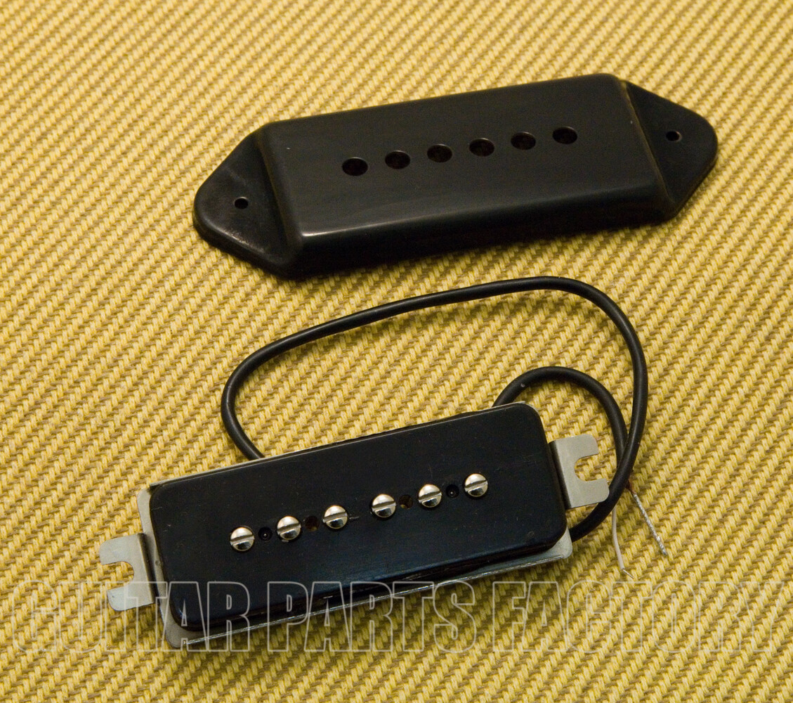 PU-P9D-N P90 Black Dog Ear Dogear Style Metal Cover Guitar Neck Pickup ...