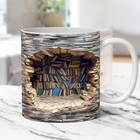White A Library Shelf Cup 3D Book Lovers Coffee Mug New 3D Bookshelf ...