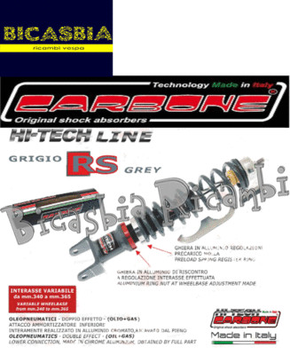 15473 - Hi Tech Carbon Rear Shock RS Vespa 125 150 Sprint | eBay