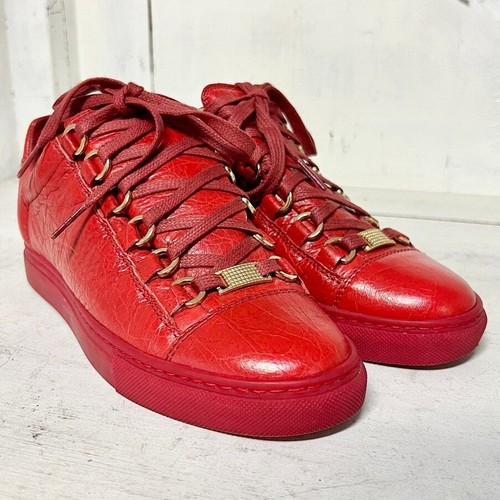 Balenciaga Arena Leather Low Top Trainer Sneakers Rouge Grenade Women's ...