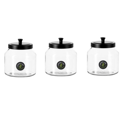 3x 2L Glass Jar Kitchen Food Pantry Cookie Lolly Storage Container ...