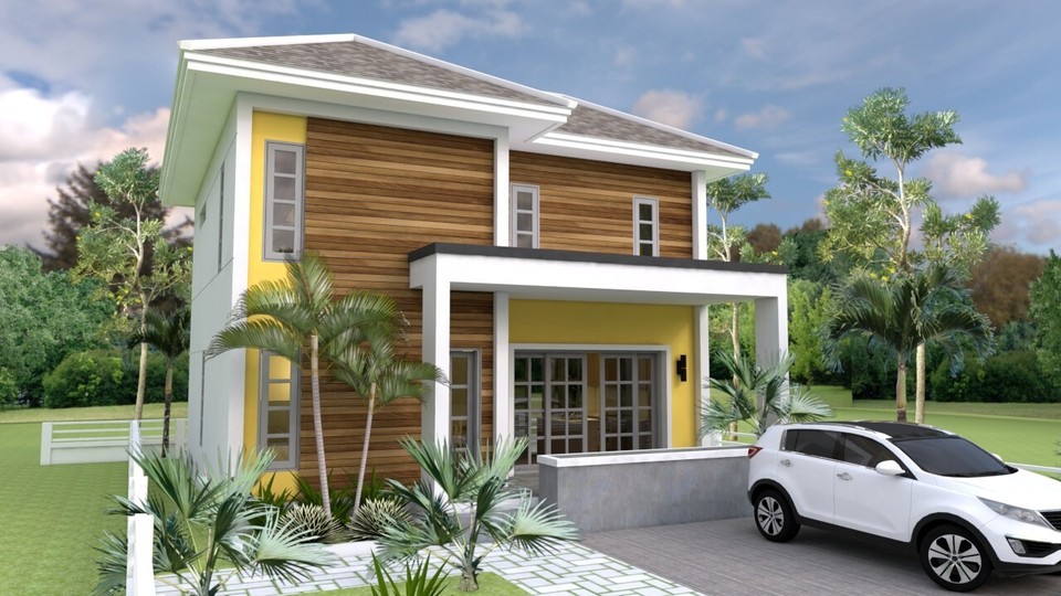 30x33 Simple House Plan 9x10 Meter 3 Bed 2 Bath Hip Roof (PDF &A4 Hard ...