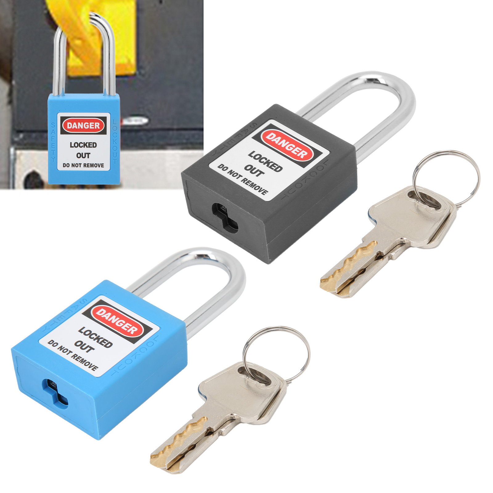 1.5in Safety Padlocks Steel Beam Insulated Lock With 2 Keys For ...