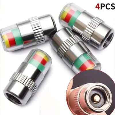 4 Pk Tire Pressure Check Valve Stem Caps Fit All Cars, SUV's, Trucks | eBay
