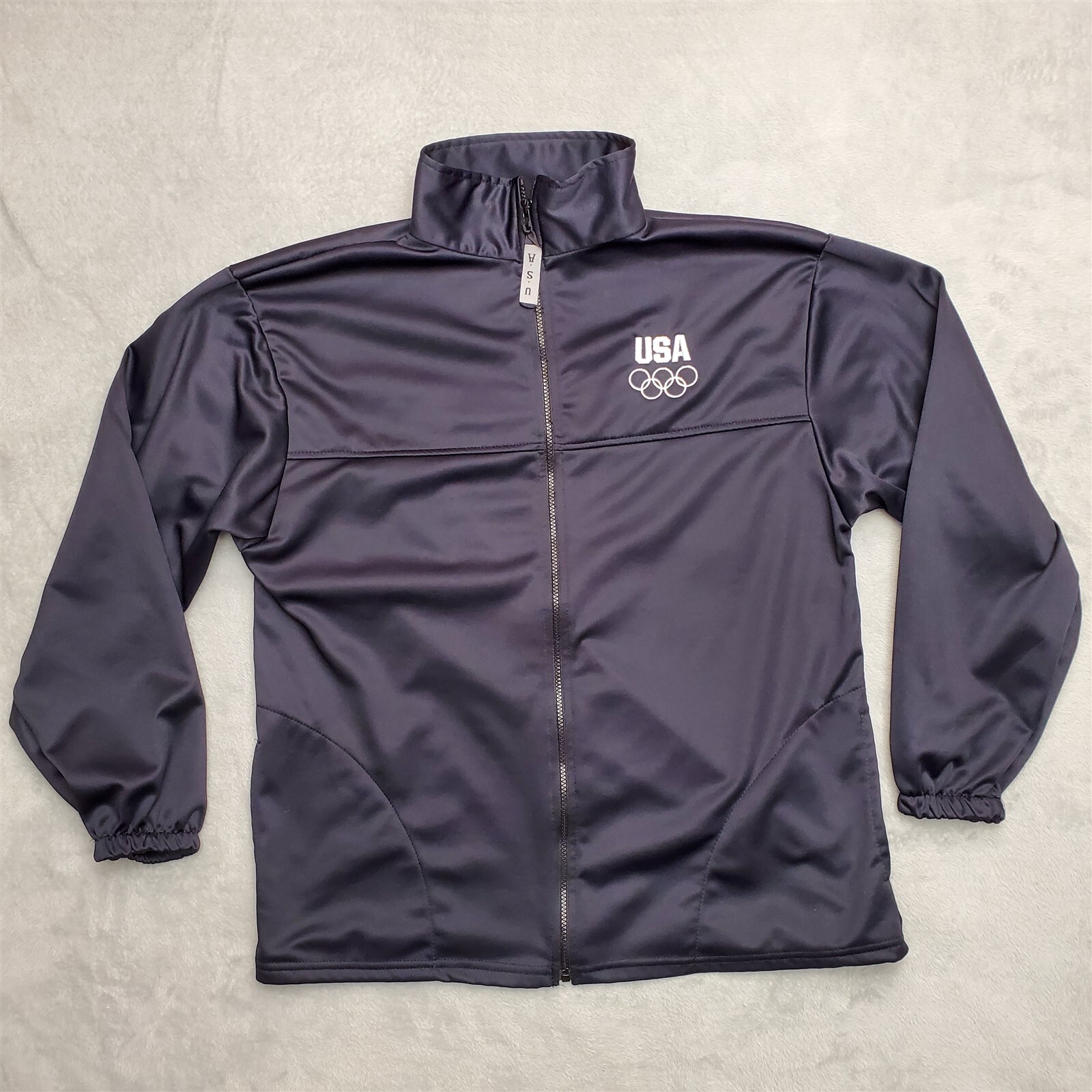 Vintage Olympic Committee Jacket Mens Large Black Polyester Full Zip ...