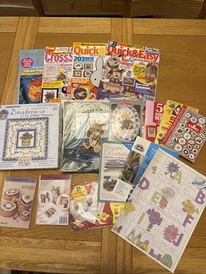 Cross Stitch Bundle. 4 Magazines, 3 Kits With All Materials, Selection ...