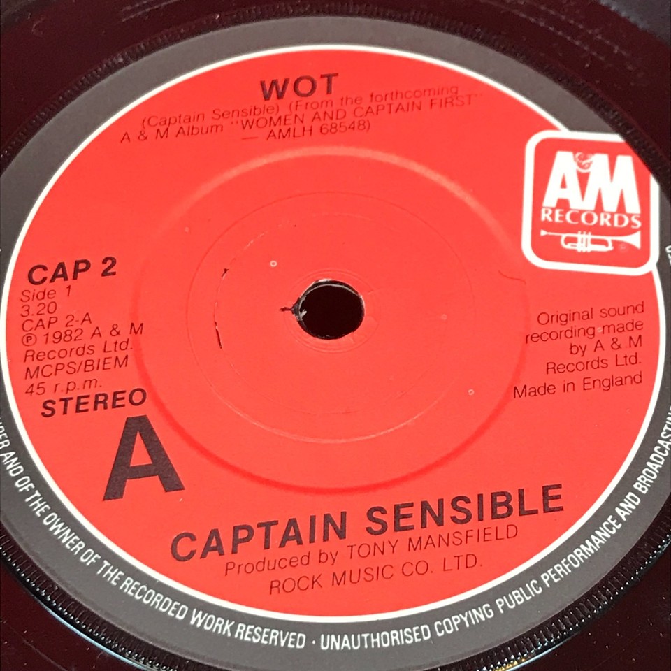 CAPTAIN SENSIBLE Wot 1982 UK 7" vinyl single original 45 Damned what ...
