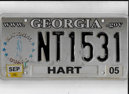 GEORGIA 2005 license plate "NT1531" ***HART***NATIONAL GUARD*** | eBay