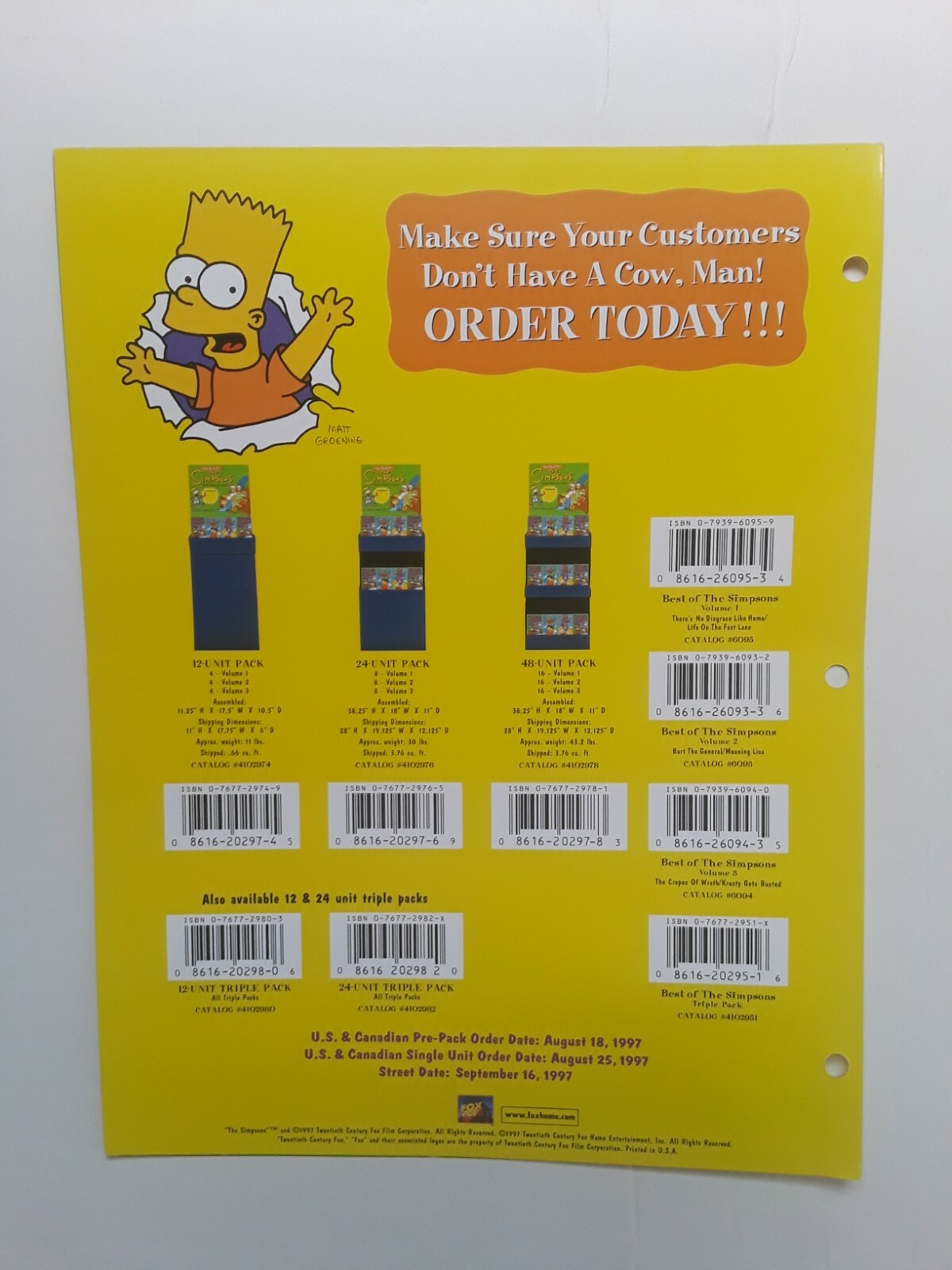 RARE The Simpsons 1997 Home Video Brochure Best of Simpsons Groening | eBay