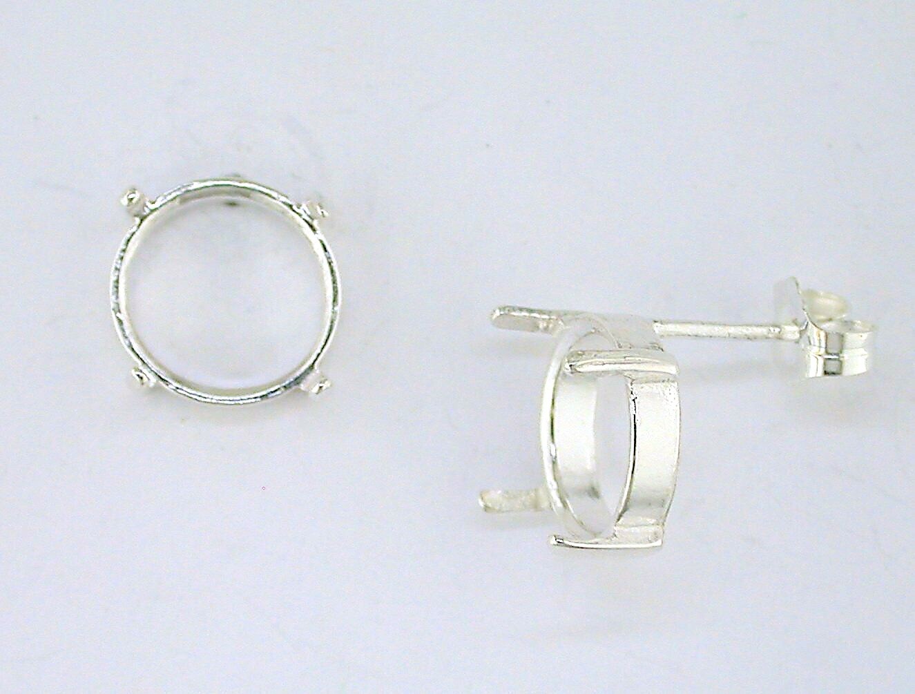 4 Prong Round Cabochon Earring Setting Sterling Silver | eBay
