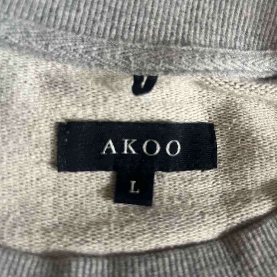 AKOO Men’s Gray Graphic Print Crewneck Long Sleeve Sweatshirt Sz L | eBay