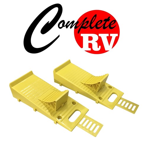 2 x Single Axle RV Caravan Levelling Ramp Chock Skid Plate &Bag Wheel ...