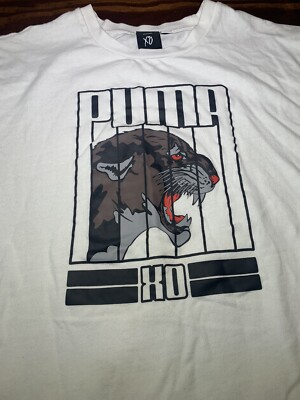 PUMA x XO Shirt Mens Size XL Weeknd Cat Pullover Top Collab White Logo ...