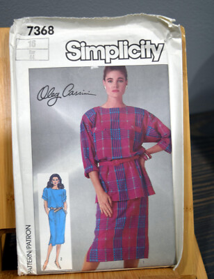 Simplicity 7368 Miss 16 Loose Fitting Dress or Tunic and Skirt Pattern ...