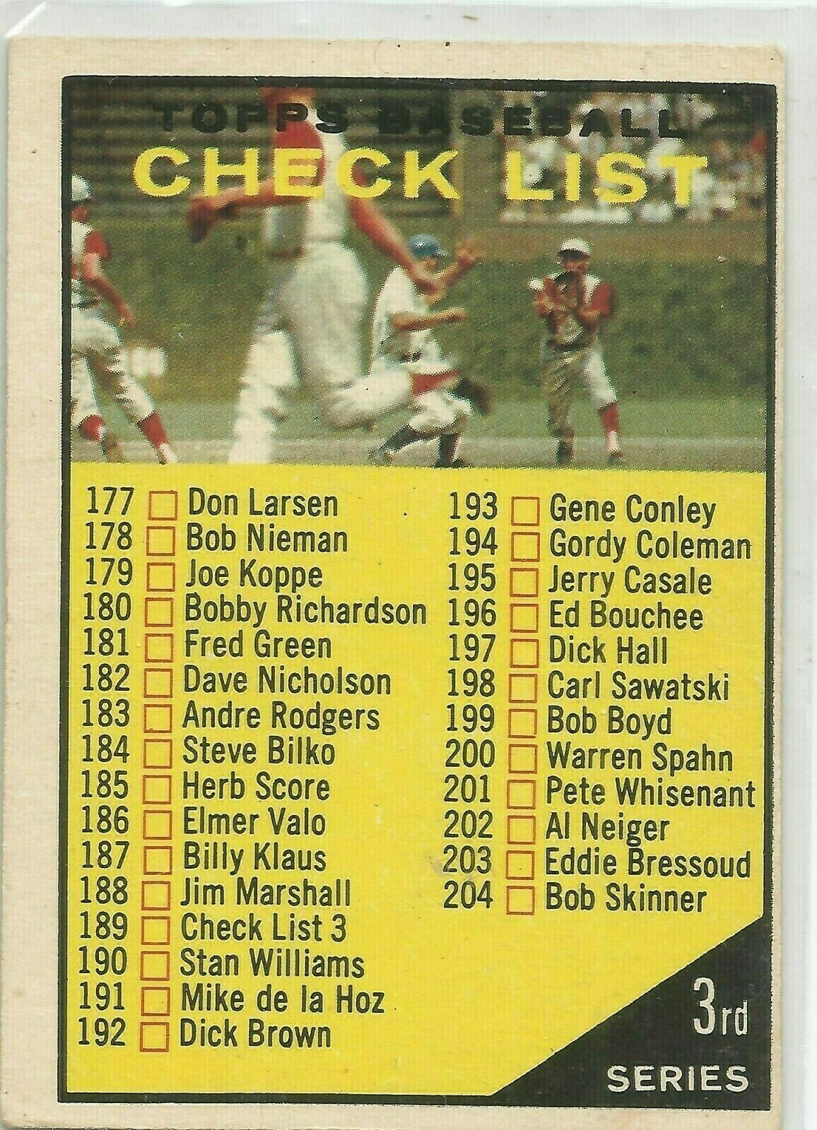 1961 Topps Baseball #189A 3rd Series Checklist, clean and unmarked | eBay
