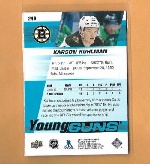 2019-20 Upper Deck Karson Kuhlman Boston Bruins Young Guns #248 | eBay