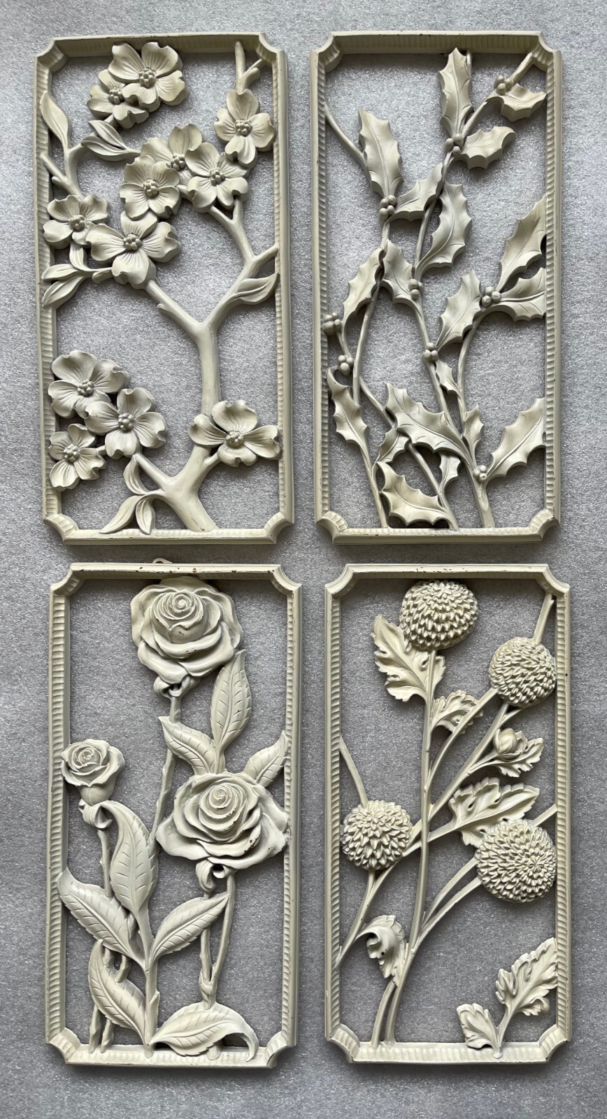 LOT OF 4 VINTAGE SYROCO WOOD, SYRACUSE ORNAMENTAL CO. MCM WALL HANGINGS ...