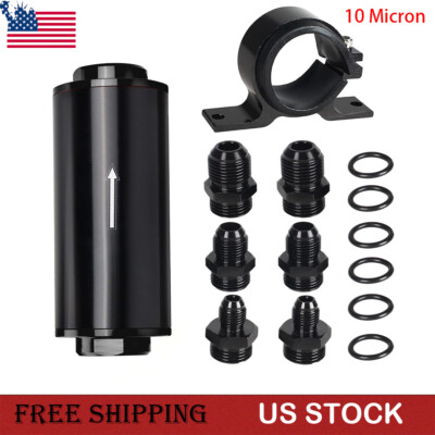 10 Micron Inline Fuel Filter 6AN 8AN 10AN Adapter Fitting | 50MM ...