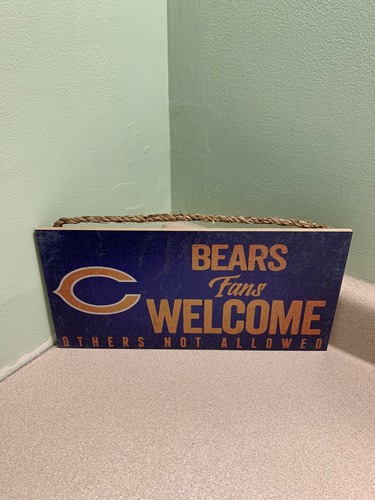 NFL CHICAGO BEARS "FANS WELCOME" WOOD SIGN 6"X12" WALL DECOR | eBay