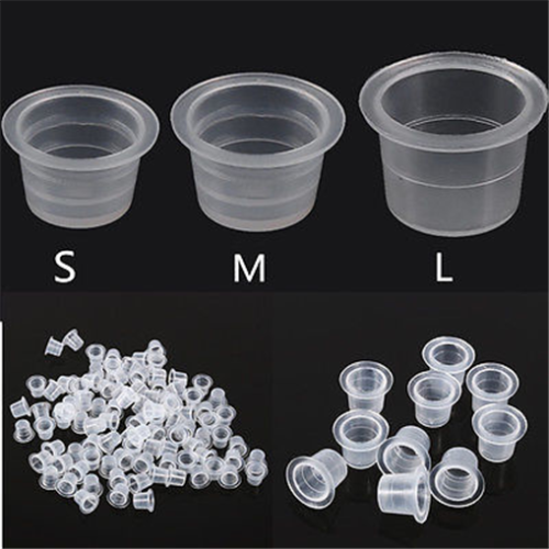 100/500/1000Pcs Plastic Small Medium Large Tattoo Ink Cups Caps Pigment ...