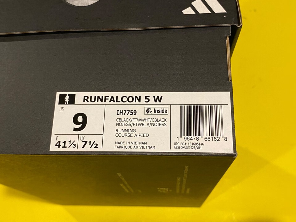 New Adidas RUNFALCON 5 W, Womens size 9 Running Shoes, Black / white ...