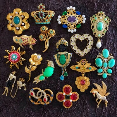 Vintage Antique Style Design Gem Brooch Men Women Party Dress ...