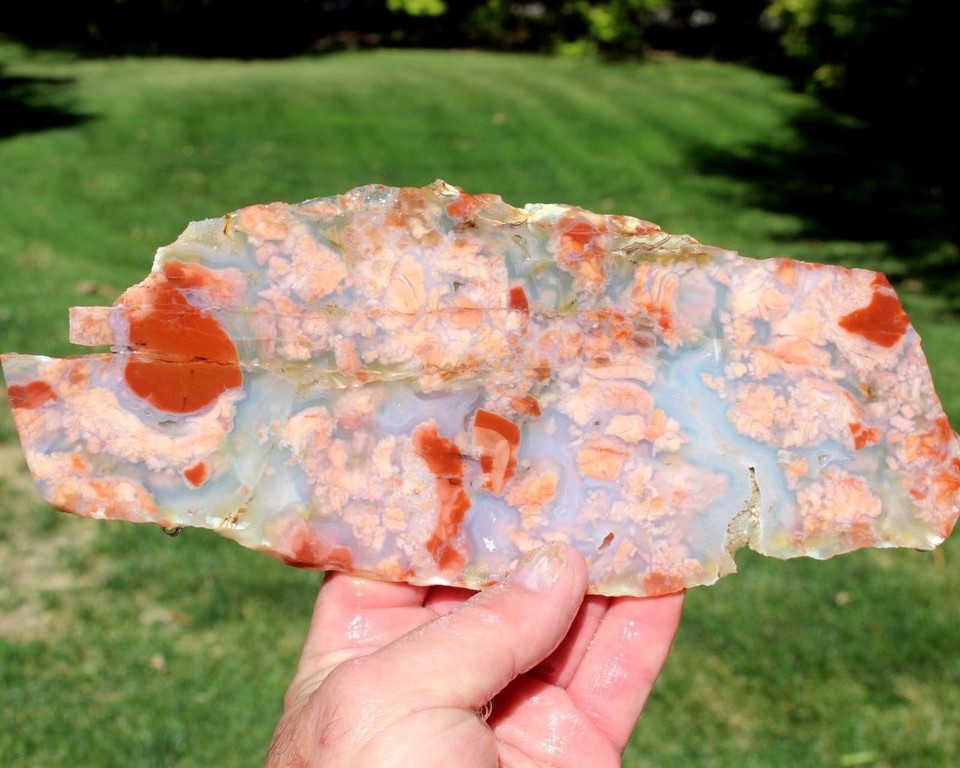"NEW" COTTON CANDY AGATE SLAB 205 grams rough/jasper/cab/gem/mineral ...