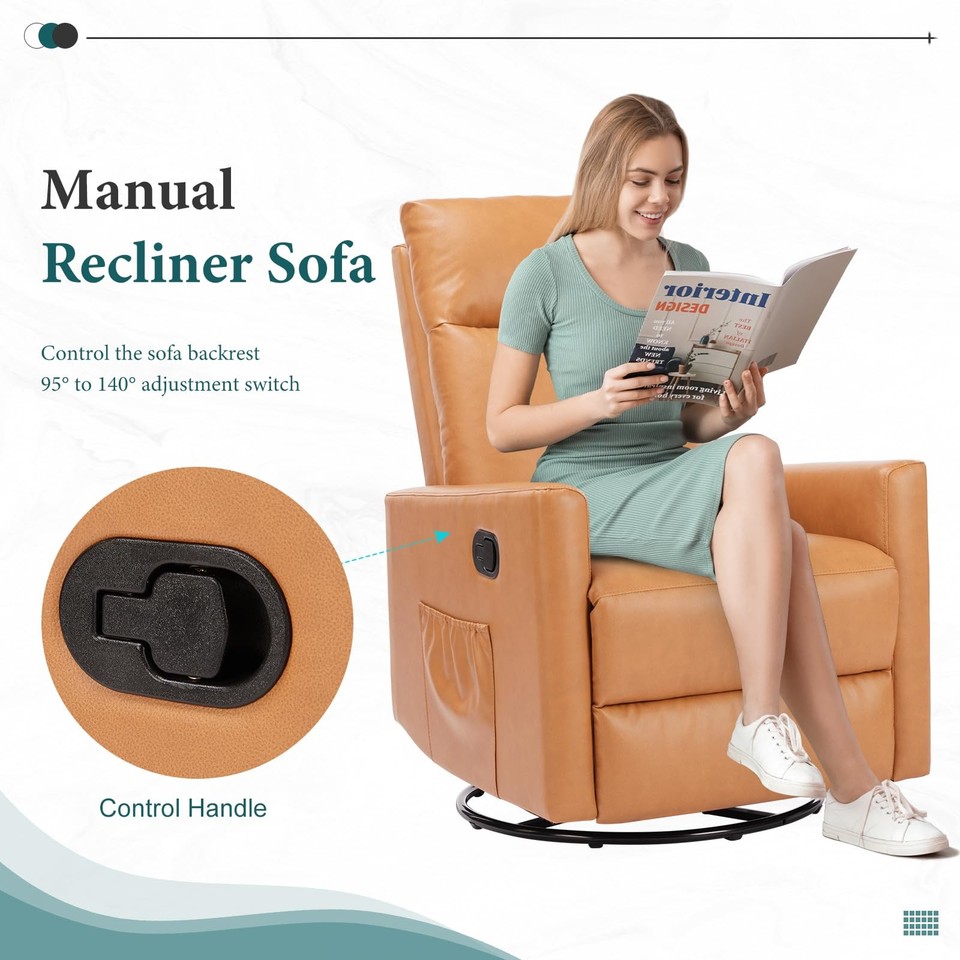 Recliner Chair, 360 Swivel Rocker Chair for Adults, Glider Rocker ...