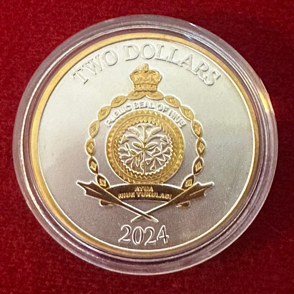 2024 - 1 Troy Oz .9999 Silver Niue Roaring Lion Coin w/ 24K Gilding by ...