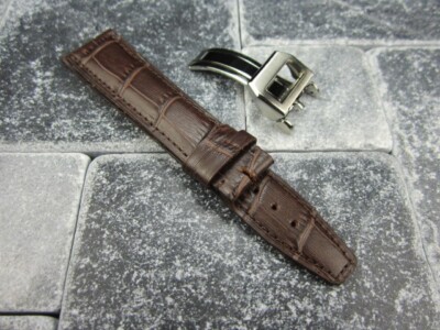 21mm Brown Leather Strap Deployment Buckle Watch Band SET for IWC PILOT ...