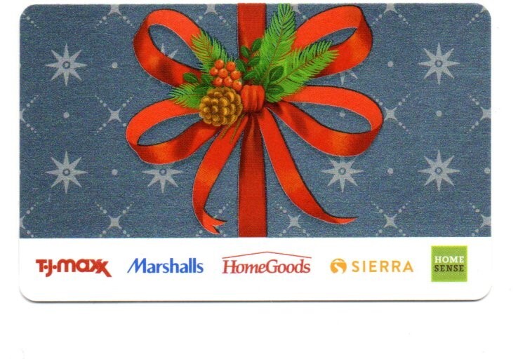 TJ Maxx Marshalls HomeGoods Christmas Bow Shiny Gift Card No $Value ...